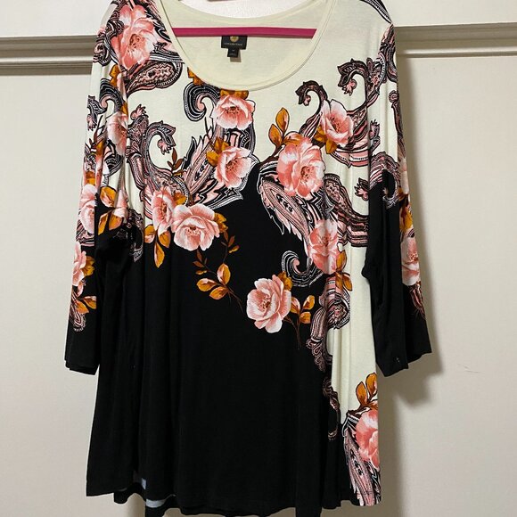 JM Collection | Tops | Jm Collection Long Sleeve Beautiful Black White ...